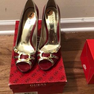 Guess | Shoes | Red Guess Peep Toe Shoes Size 7 | Poshmark